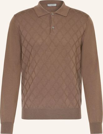 Canali Canali Strick-Poloshirt Aus Merinowolle beige