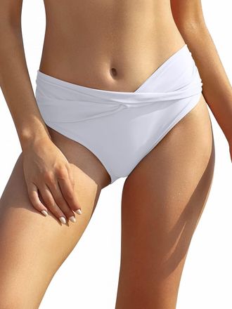 SHEKINI Damen Bikinihose Retro Ruched Bauchweg Klassisch Schwarze Badehose Strandhose Grosse Gr&ouml;ssen f&uuml;r Frauen (XX-Large, Wei&szlig;)