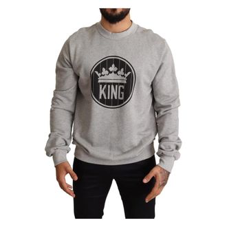 Dolce & Gabbana Homme, Sweatshirts et sweats &agrave; capuche, Gris, Taille: S Pull Crewneck Sweater