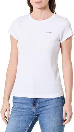 Pepe Jeans London W Basic Rib S/S T-Shirt, Blanc (Blanc), M Femme