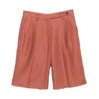 Brunello Cucinelli Femme, Shorts, Orange, Taille: 34 FR Culottes pliss&eacute;es en m&eacute;lange de lin