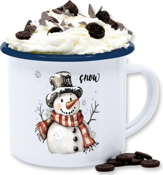 Shirtracer Emaille Tasse Blechtasse - Weihnachtstasse - Geschenk Weihnachten Schneemann Motiv Weihnachtsgeschenke Schneemann Geschenk Winter Geschenkidee Weihnac