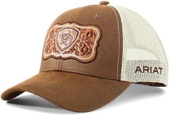 Ariat Ariat Casquette de camionneur pour femme avec patch floral en cuir et fermeture snapback (marron)