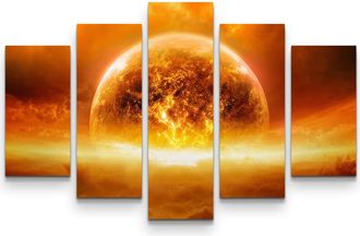 Paul Sinus Art Leinwandbilder | Bilder Leinwand 160x100cm brennender Planet