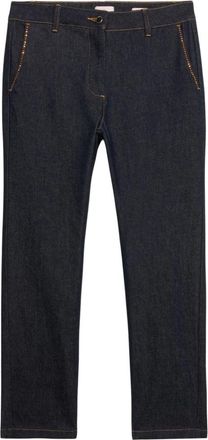 Oltre Femme, Jeans, Bleu, Taille: 44 FR Jeans Regular avec Strass