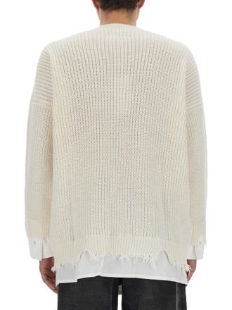 Maison Margiela Wool-Blend Crew Neck Sweater - Ivory