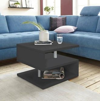 Dmora Couchtisch Gianni, Wohnzimmer-Couchtisch, niedriges Aufbewahrungselement, Couchtisch, 55x55x41 cm, Anthrazit