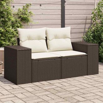 vidaXL Gartensofa mit Kissen 2-Sitzer Braun Poly Rattan - Vidaxl