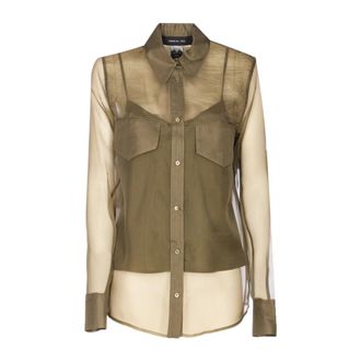 Federica Tosi Femme, Blouses et Chemises, Vert, Taille: 40 FR Chemises