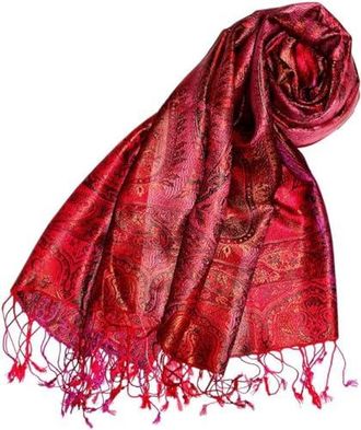 Lorenzo Cana Pashmina pour la femme - &eacute;charpe de 100% soie avec les mesures de 70 x 190 cm - fait &agrave; la main - souple &eacute;l&eacute;gant en rose rouge violet lilas bois de ros