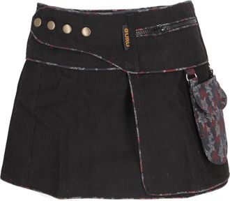 Guru Shop Wickelrock, Cord Minirock, Cacheur, Sidebag - Schwarz, Damen, Baumwolle, Size:L/XL