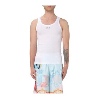 Versace Homme, Tops, Blanc, Taille: 2XL D&eacute;bardeur c&ocirc;tel&eacute;