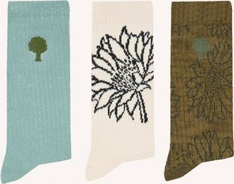 Faguo Lot de chaussettes &eacute;cru et kaki - SPORT SOCKS x3