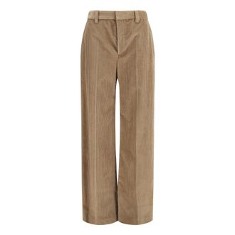 Brunello Cucinelli Pantalon en velours de coton - Femme - Pantalons - Brun - Taille: 38 FR