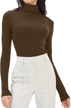 Generic Sweat-shirt en polaire pour femme - Manteau moelleux confortable à col roulé et manches longues - Col montant - Mode automne 2023 - Coupe ajustée - So