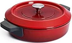 Woll Iron Gusstopf Ø 28 cm rot mit Deckel & Silikongriffen - emailliertes Gusseisen, induktionsgeeignet & ofenfest bis 300 °C - für alle Herdarten