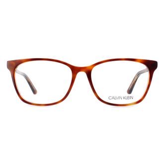 Calvin Klein Rectangle Unisex-Brille in brauner Schildpattfarbe
