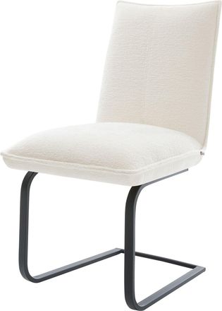 DELIFE Schwingstuhl Lelio-Flex Freischwinger flach Schwarz Boucl&eacute; Soft Beige Taschenfederkern