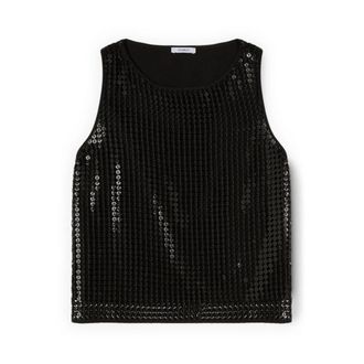 Motivi Mesh-Top mit Pailletten - - Tops - Damen - Schwarzk - XS