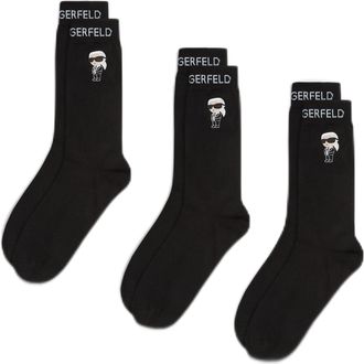 Karl Lagerfeld Lagerfeld, MenS, K/Ikon Sock 3 Pack, Black, 43-46