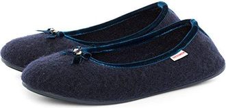 Giesswein Pantoufle Hohenau oc&eacute;an 36 - Pantoufles ferm&eacute;es pour Femmes au Design de Ballerine | Chaussons en Feutre Chaud 100% Laine | Chaussures en Feutre l&eacute;ger