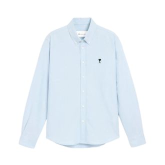 Ami Homme, Chemises, Bleu, Taille: S Chemise Oxford Boutonn&eacute;e en Coton De Coeur