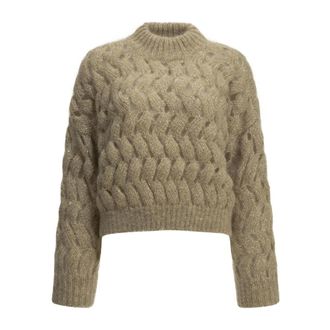 Brunello Cucinelli Strickpullover mit offenem Netzmuster Dazzling Waves - - Knitwear - Damen - Beige - M