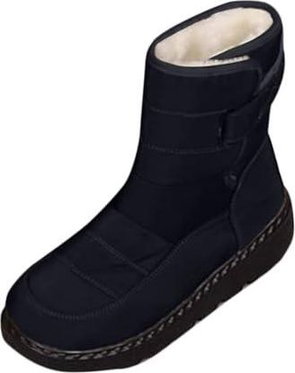 Generic Bottes dhiver pour femme avec doublure en polaire - Confortables - Couleur unie - Chaudes et &eacute;paisses - Chaussures de neige &agrave; enfiler - Chaussures de 