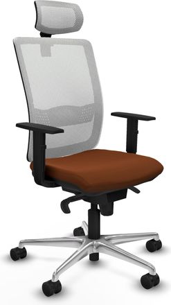 Piqueras y Crespo Haches Basic-B&uuml;rostuhl mit 1D-Armlehnen, h&ouml;henverstellbare Lendenwirbelst&uuml;tze und Kopfteil, h&ouml;henverstellbar und neigbar, Wei&szlig;/Braun