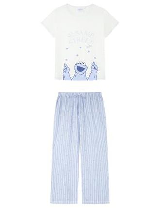 Women'secret Capri Pyjama Multilicense Play Sesame Street, Bleu, S Femme