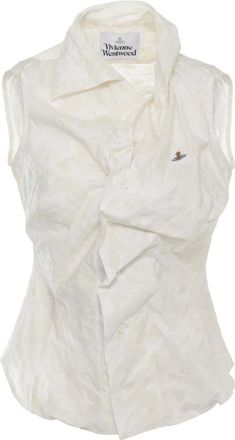 Vivienne Westwood Femme, Blouses et Chemises, Blanc, Taille: 40 FR Galatea Chemise en Coton et Soie Drap&eacute;e