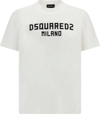 Dsquared2 Homme, Tops, Blanc, Taille: S T-shirt classique &agrave; col rond en coton