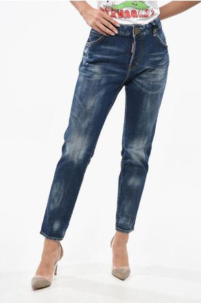 Dsquared2 Straight Leg COOL GIRL Jeans with Logoed Buttons 16cm size 38