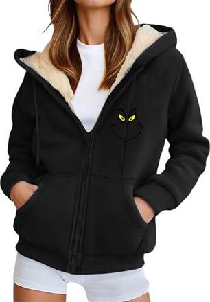 Generic Le Grinch Sweat Femme A Capuche Polaire Costume Plaid Femmes The Vetement Hiver Pull Sweet Moche Pulls 2025 Sweatshirts Pilou Chaud Christmas De Adult