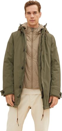 Tom Tailor Herren Parka mit Kapuze 1032496, 10415 - Dusty Olive Green, L