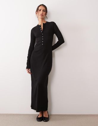 Polo Ralph Lauren robe longue c&ocirc;tel&eacute;e noire