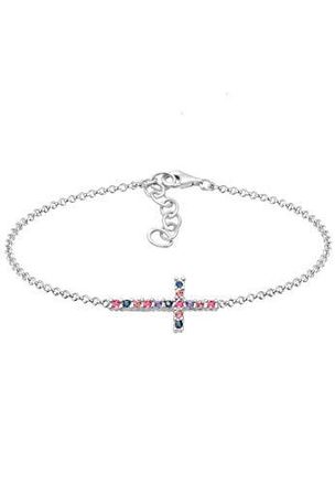 Elli Bracelet Pendentifs Croix Religion Talisman Cristal 925 Argent