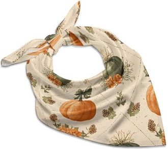 Generic Écharpe carrée rétro en soie légère en forme de citrouille pour Thanksgiving, écharpe en érable pour cheveux, foulard respirant, cadeau pour homme et 