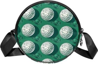 Generic Circle Sac &agrave; bandouli&egrave;re pour femme, motif golf, petit sac &agrave; bandouli&egrave;re avec fermeture &eacute;clair, bretelles r&eacute;glables, sac &agrave; main rond d&eacute;contract&eacute; pour 