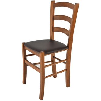 Tommychairs Tommychairs - Chaise venice pour cuisine, bar et salle &agrave; manger, robuste structure en bois de h&ecirc;tre peindr&eacute; en couleur noyer clair et assise