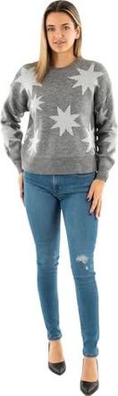 Only ONLROSIE LS O-Neck KNT Pull-Over, Medium Grey Melange/Pattern:Silver Glitter, M Femme