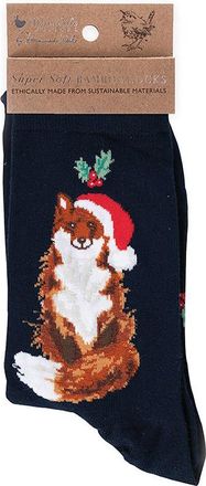 Wrendale Designs Festive Fox Navy Socken, navy, One size