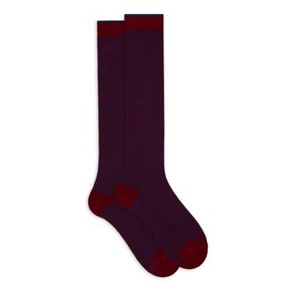 Gallo Gallo, Homme, Sous-vêtements, Multicolore, Taille: M Chaussettes longues rouges en coton pour hommes avec des rayures Windsor
