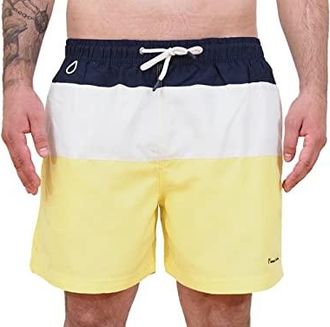Pierre Cardin Homme Short de Bain avec Signature Broderie (2XL, Navy/White/Yellow)
