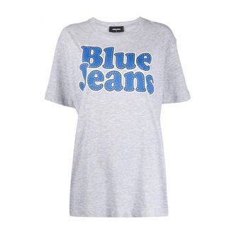 Dsquared2 Graues Baumwoll-T-Shirt Ss22 - - Tops - Damen - Grau - XS