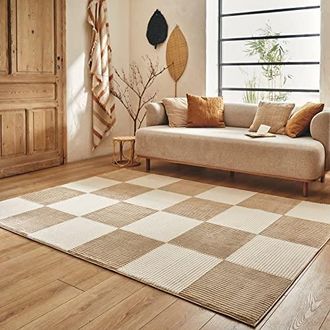 Nazar Rugs tapis Salon, Doux Chambre, Beige, Uni, Rectangulaire, G&eacute;om&eacute;trique, Grand, Blanc, De Couloir (172 cr&egrave;me, 120x160 cm)