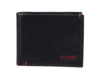 Guess Guess Herren Bifold Portemonnee Geldbrse, Julian Schwarz/Rot, Einheitsgröße EU