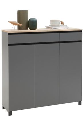 Dieter Knoll Collection Schuhschrank Dieter Knoll, Grau, Eiche, Metall, Balkeneiche, furniert, 8 Fächer, 2 Schubladen, 125x126x37 cm, Made in Germany, Typenauswahl, Garderobe