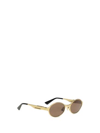 Bottega Veneta Womens Oval Sunglasses Gold-Brown Gold-Gold-Brown Metal Gold/gold/brown