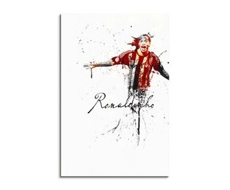 Paul Sinus Art Ronaldinho-III_90x60cm Keilrahmenbild Fussball Star Bild Aquarell Art Wandbild auf Leinwand fertig gerahmt Original Unikat